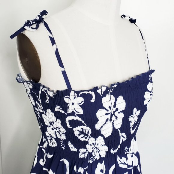 Puanani | Dresses | Puanani Hawaiian Blue White Floral Print Dress Tie ...